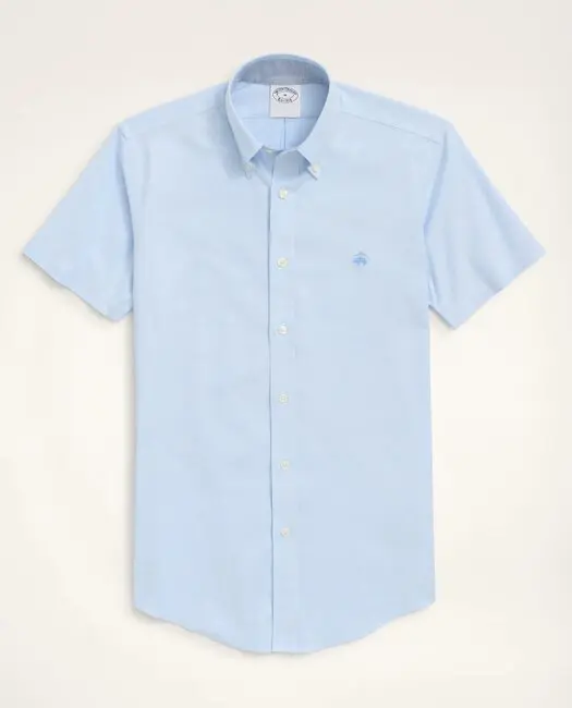 Brooks Brothers Stretch Non-iron Oxford Button-down Collar Short-sleeve Sport Shirt | | Small - Light Blue