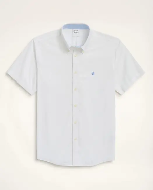 Brooks Brothers Stretch Non-iron Oxford Button-down Collar Short-sleeve Sport Shirt | | Small - White