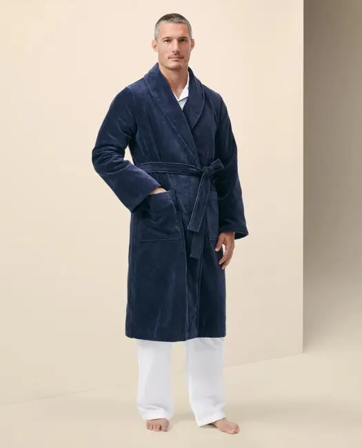 Brooks Brothers Terry Cloth Bathrobe - Navy