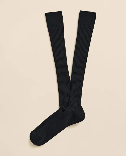 Brooks Brothers Merino Wool Blend Over-the-calf Ribbed Socks - Navy