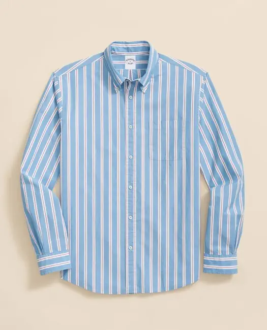 Brooks Brothers Friday Shirt, Poplin Striped - Blue