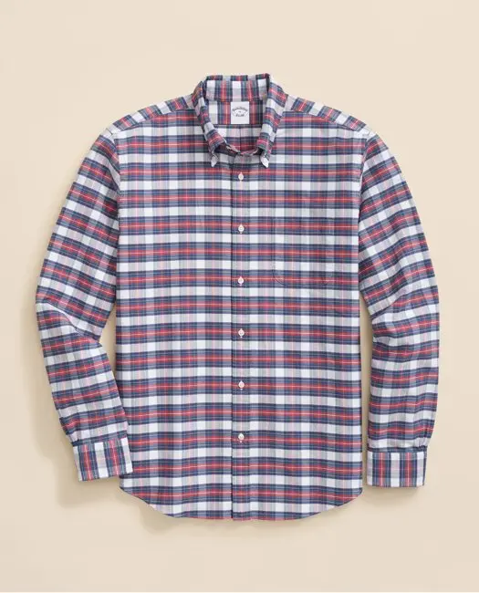 Brooks Brothers Friday Shirt, Oxford Tartan - Red
