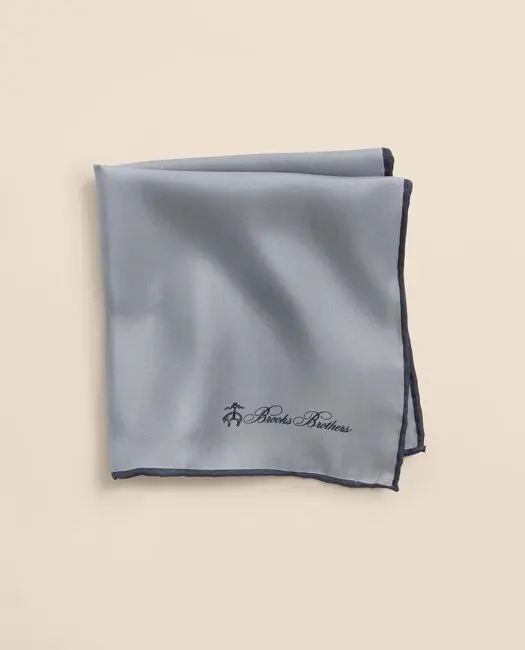 Brooks Brothers Silk Pocket Square - Silver