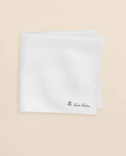 Brooks Brothers Silk Pocket Square - White
