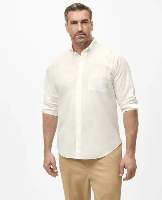 Brooks Brothers S Big & Tall Friday Shirt, Poplin End-on-end - White
