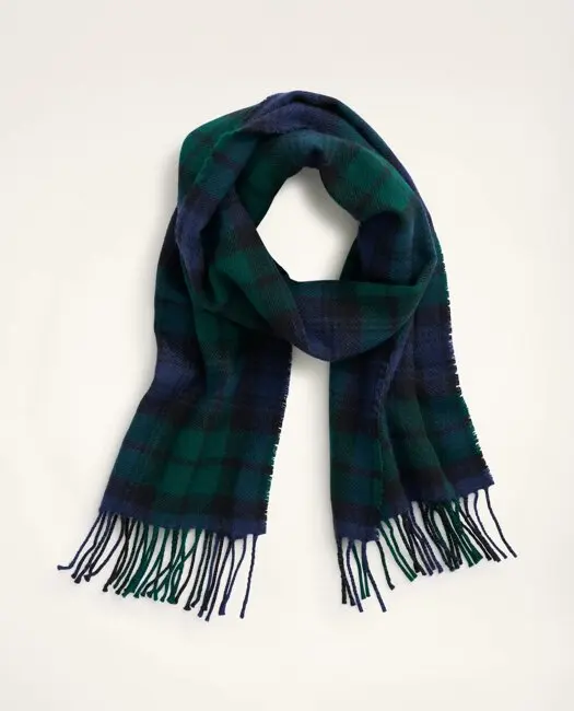 Brooks Brothers Lambswool Black Watch Tartan Scarf - Navy/green
