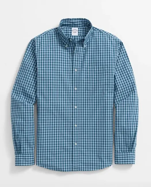 Brooks Brothers Friday Shirt, Poplin Gingham - Blue