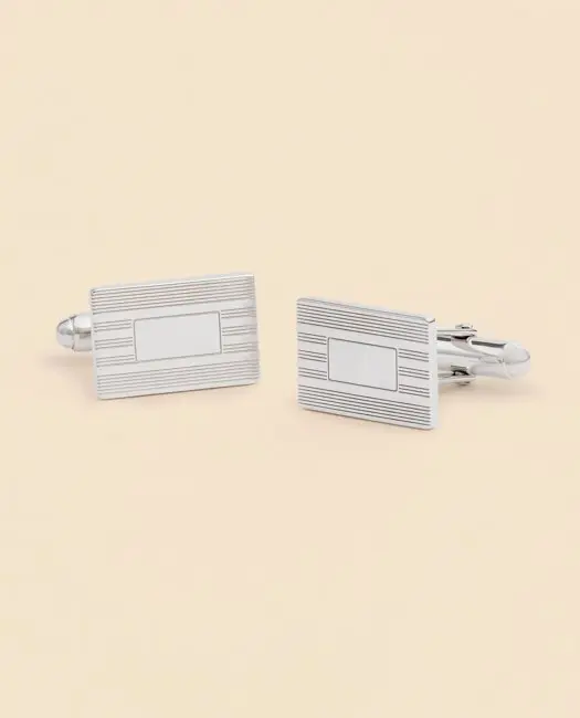 Brooks Brothers Sterling Engravable Rhodium-plated Cufflinks - Silver