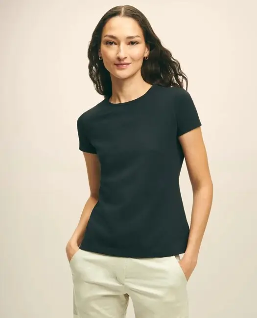 Brooks Brothers Elevated Cotton Modal Pique T-shirt - Black