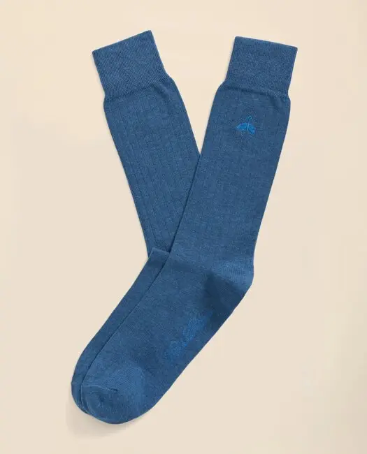Brooks Brothers S Cotton Blend Ribbed Socks - Blue