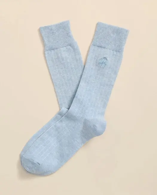 Brooks Brothers S Cotton Blend Ribbed Socks - Light Blue