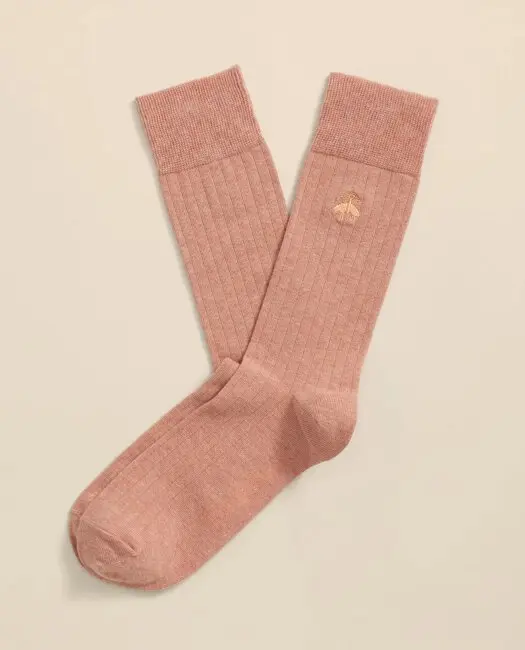 Brooks Brothers S Cotton Blend Ribbed Socks - Spice