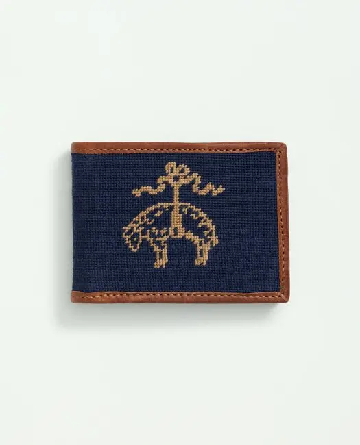 Brooks Brothers Smathers & Branson Cotton Needlepoint Billfold Wallet - Multicolor
