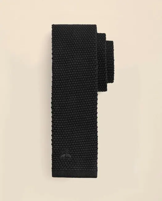 Brooks Brothers Logo Knit Tie - Black