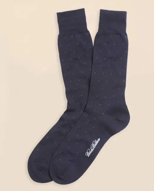 Brooks Brothers Merino Wool Big Dot Crew Socks - Navy