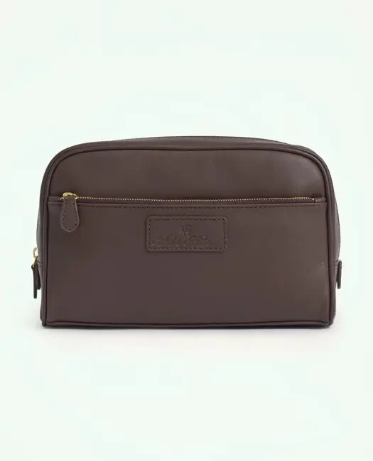 Brooks Brothers S Large Leather Dopp Kit - Brown