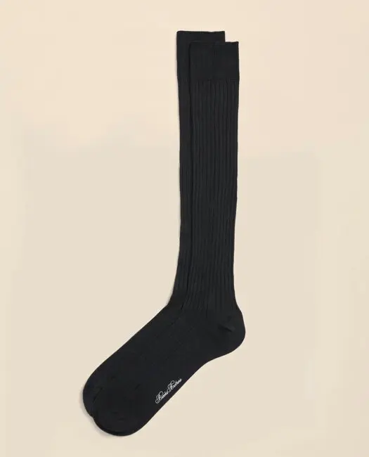 Brooks Brothers Pima Cotton Blend Over-the-calf Socks - Black