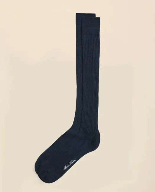 Brooks Brothers Pima Cotton Blend Over-the-calf Socks - Navy