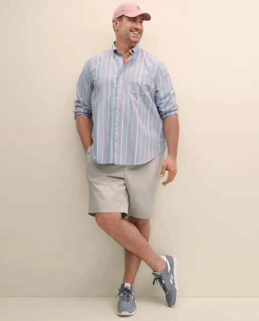 Brooks Brothers Big & Tall Friday Shirt, Oxford Multi Stripe - Navy