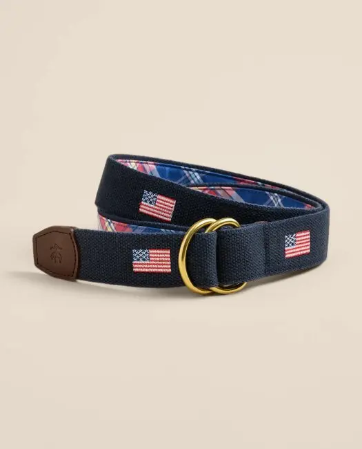 Brooks Brothers S Cotton Flag Embroidered Belt - Multicolor