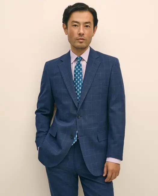 Brooks Brothers S Explorer Collection Slim Fit Wool Check Suit Jacket - Navy