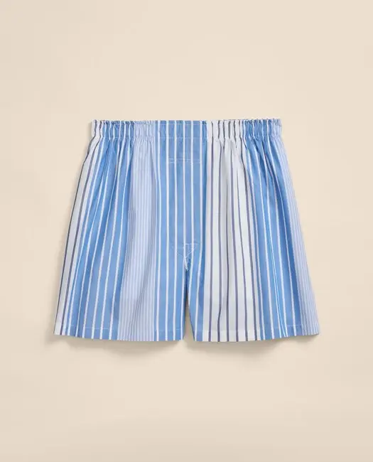 Brooks Brothers Cotton Poplin Stripe Boxers - Blue