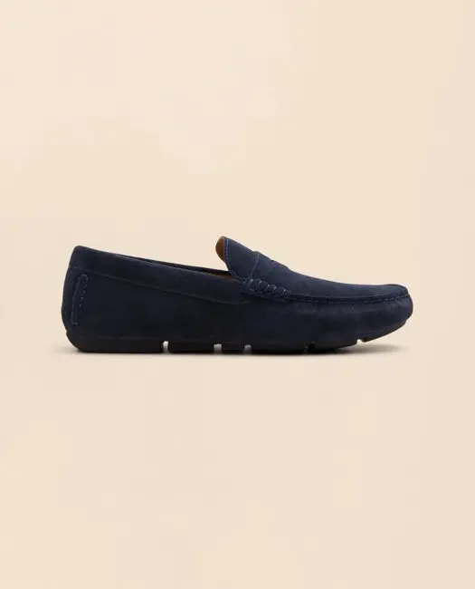 Brooks Brothers Jefferson Suede Driving Moccasins Shoes - Navy