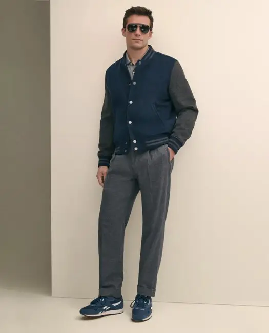Brooks Brothers S Wool Varsity Jacket - Blue
