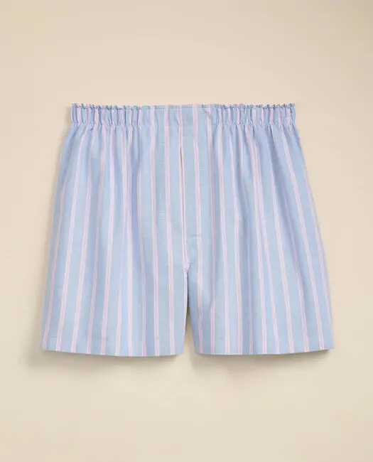 Brooks Brothers Cotton Oxford Stripes Boxers - Blue