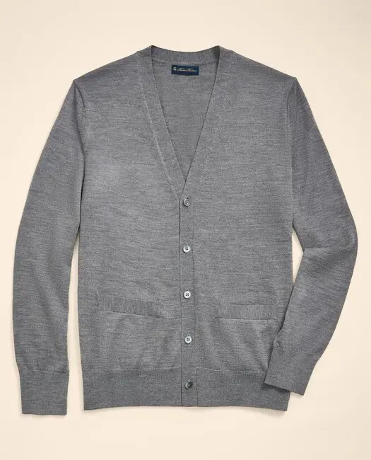 Brooks Brothers Ultimate Merino Wool Cardigan Sweater - Grey
