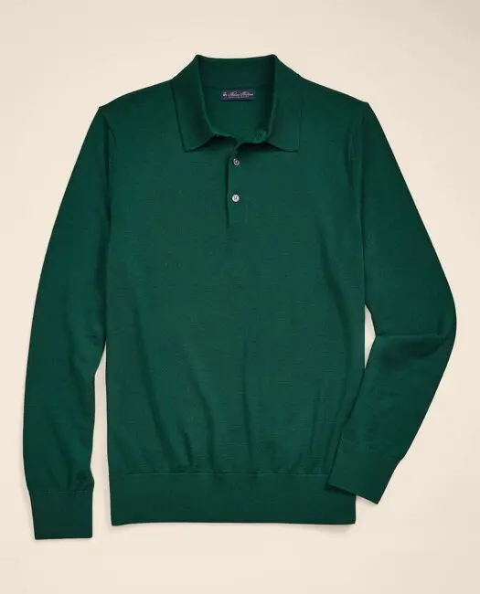 Brooks Brothers Ultimate Merino Wool Polo Sweater - Medium Green