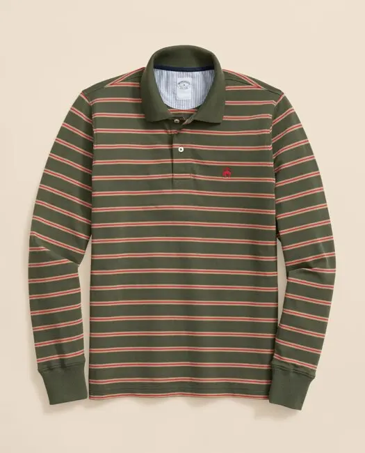 Brooks Brothers Golden Fleece Stretch Supima Long-sleeve Striped Polo Shirt - Green