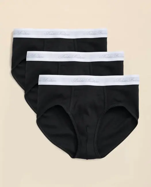 Brooks Brothers Supima Cotton Low-rise Briefs 3 Pack - Black