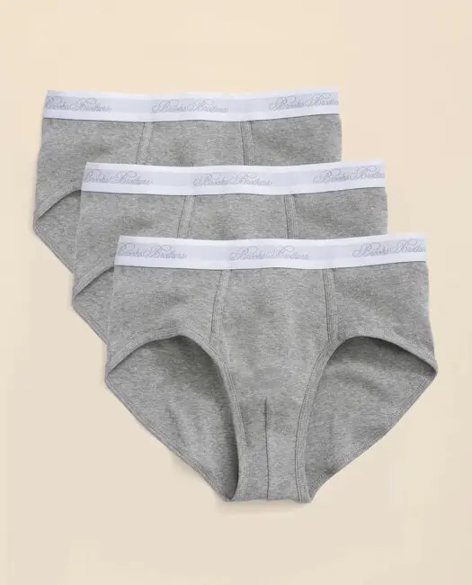 Brooks Brothers Supima Cotton Low-rise Briefs 3 Pack - Grey