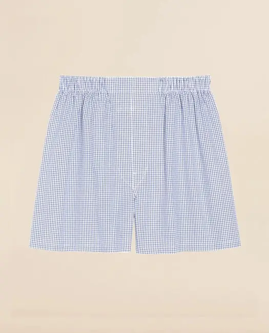 Brooks Brothers Cotton Broadcloth Small Check Boxers - Navy