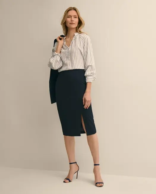 Brooks Brothers S Crepe Pencil Skirt - Navy