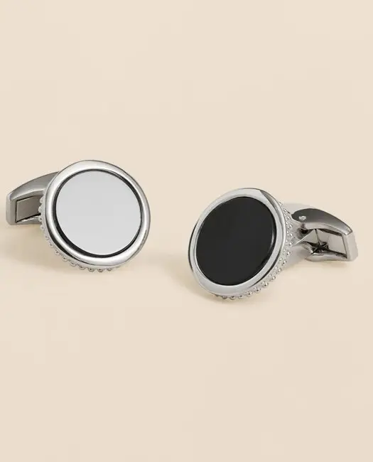 Brooks Brothers Agate Round Cufflinks Tie - Silver