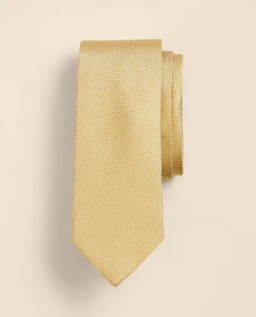 Brooks Brothers Silk Woven Oxford Neck Tie - Yellow