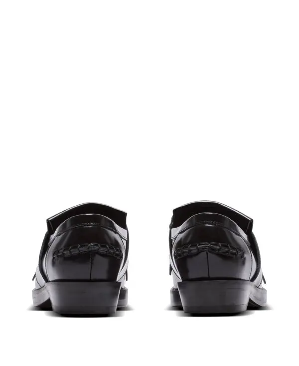 Balmain Sync Glazed Leather Loafers With Gold Tone Detailing - Black
