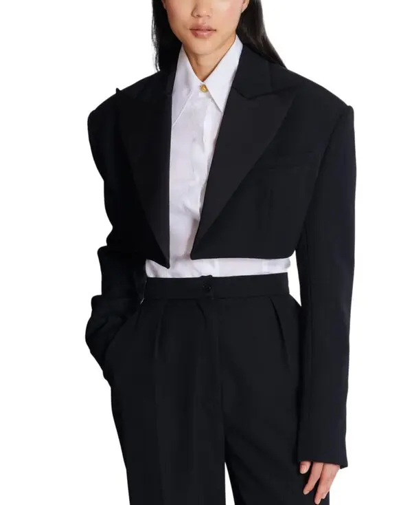 Balmain Cropped Grain De Poudre Jacket