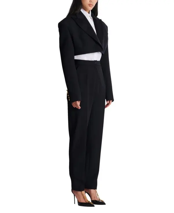 Balmain Cropped Grain De Poudre Jacket
