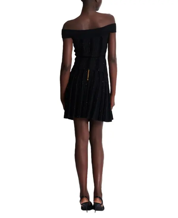 Balmain Off-the-shoulder Glitter Knit Top