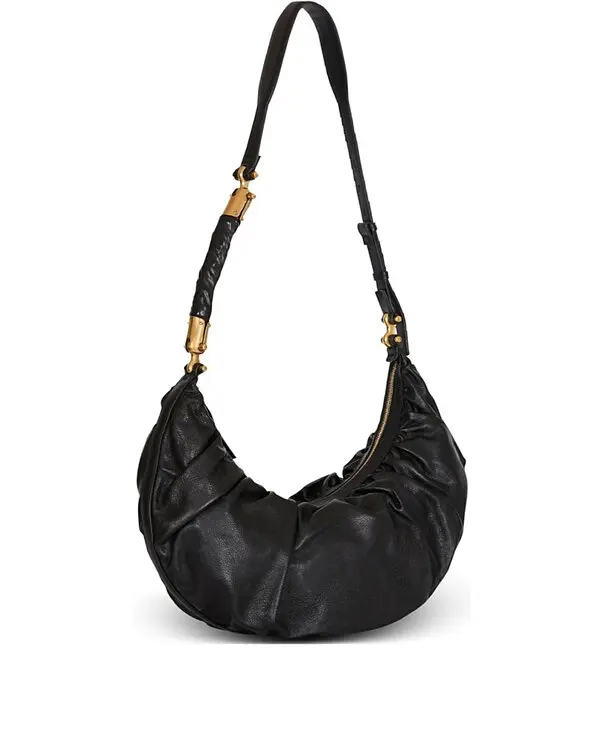 Balmain Hobo Bag In Calfskin Leather - Black