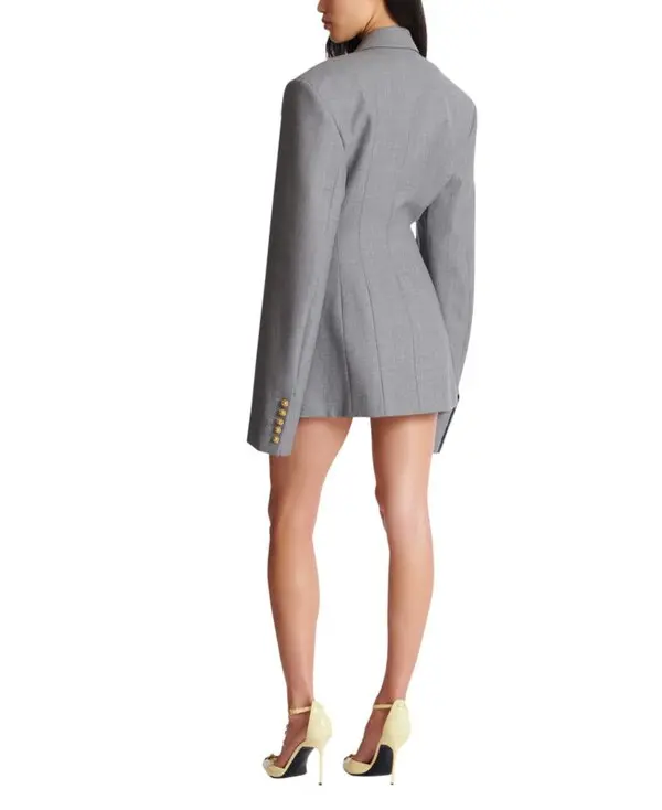 Balmain Draped Wool Jacket Dress