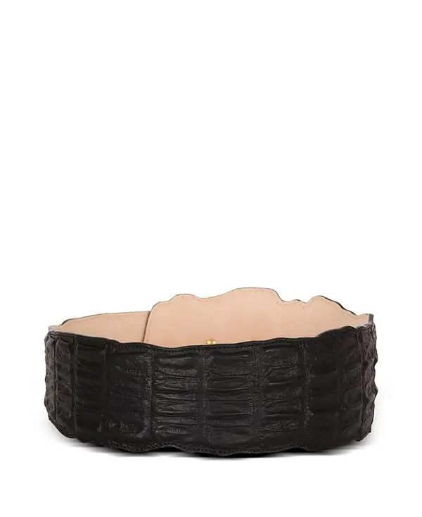 Balmain Wide Crocodile-print Leather Belt - Black