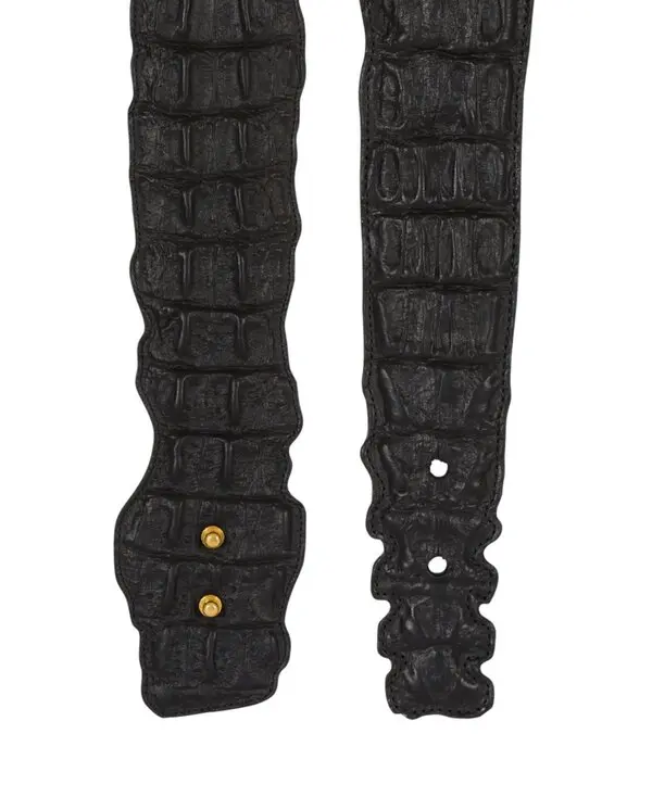 Balmain Wide Crocodile-print Leather Belt