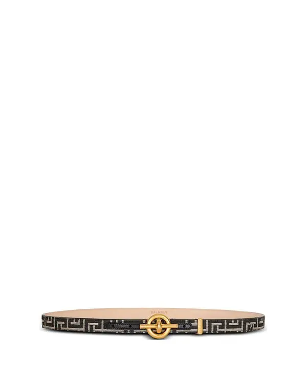 Balmain Monogram Jacquard T-bar Belt - Black