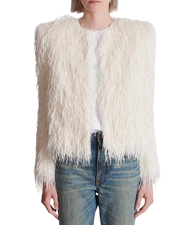 Balmain Textured Fringe Jacket - White