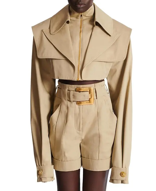 Balmain Cropped Gabardine Jacket