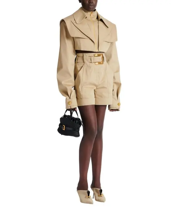 Balmain Cropped Gabardine Jacket